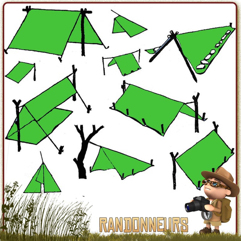 tarp bushcraft xxl grande taille étanche abri bivouac survie léger