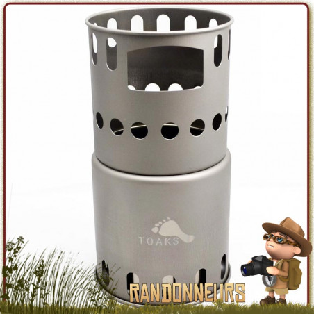 Réchaud à Bois Toaks en Titane Bushcraft ultra léger pour randonner